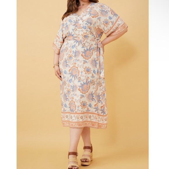 Hayden | Dresses | Hayden Side Tie Wrap Floral Cream Print With Elastic ...